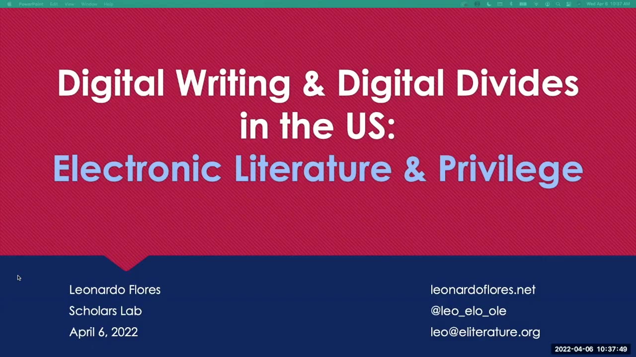 Digital Writing & Digital Divides in the US: Electronic Literature ...